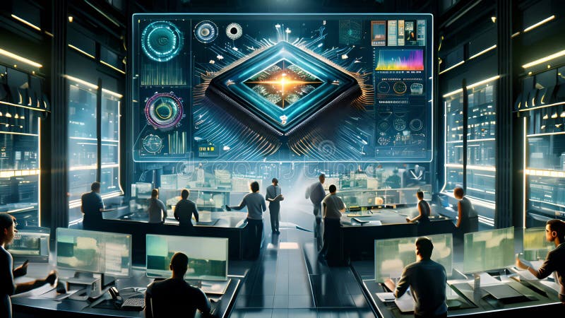 Futuristic Control Room with Professionals Interfaces in Hightech ...