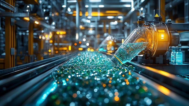 Futuristic Conveyor System Treating Plastic Waste with Vibrant Colors ...