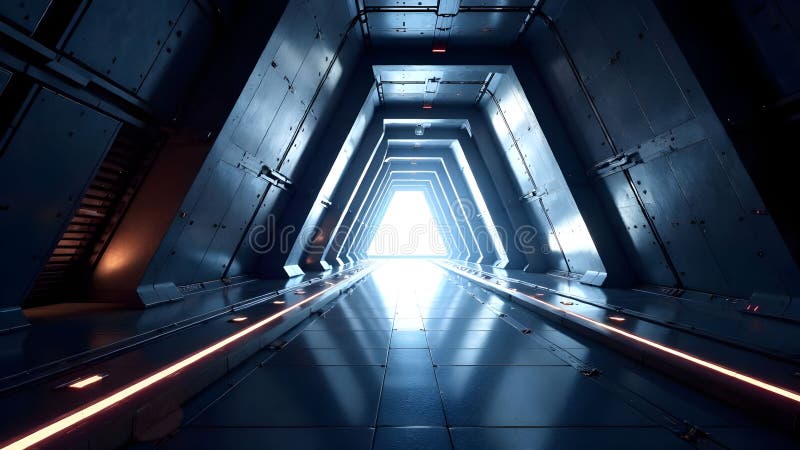 Futuristic Corridor with Bright Light at the End Creates an Inviting ...