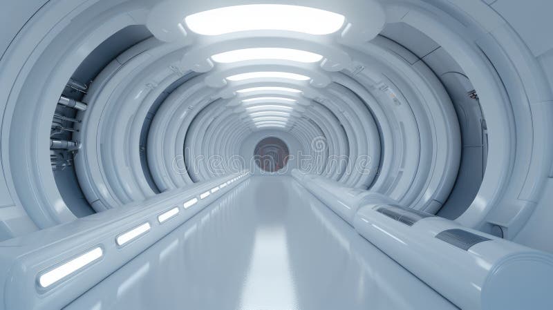 Futuristic Corridor with Circular Architecture in a Sci-fi Spaceship ...