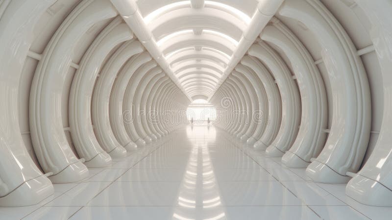 Futuristic Corridor with Circular Architecture in a Sci-fi Spaceship ...