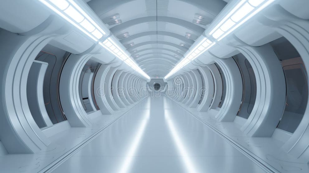 Futuristic Corridor with Circular Architecture in a Sci-fi Spaceship ...