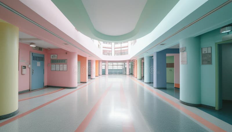 The Futuristic Corridor Clean Design Features Metal Architectural ...