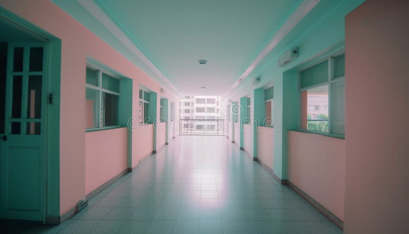 A Futuristic Corridor with Clean Design and Illuminated Glass Walls ...