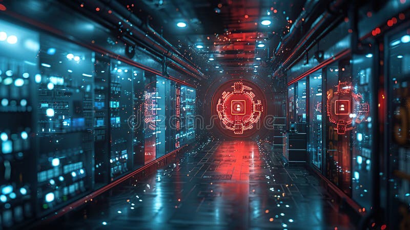 Cybersecurity Corridor stock illustration. Illustration of ...