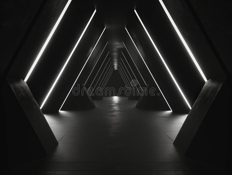 Futuristic Corridor with Glowing Red Digital Envelope Symbol, Dark Sci ...