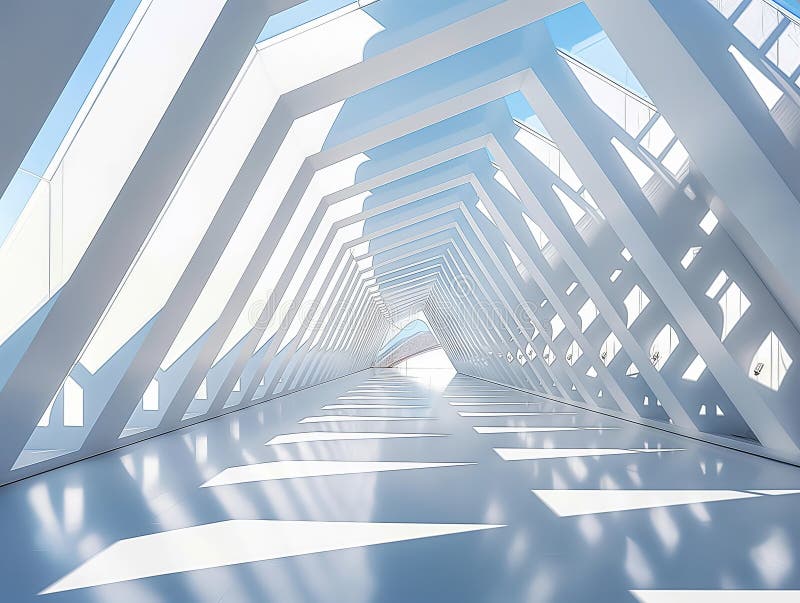 Futuristic Corridor with Geometric Patterns Stock Photo - Image of ...
