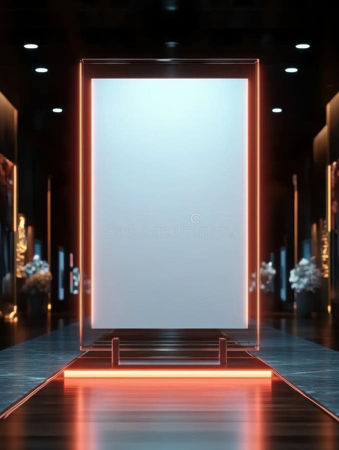 Futuristic Corridor with Illuminated Frame in Modern, Sleek Interior ...