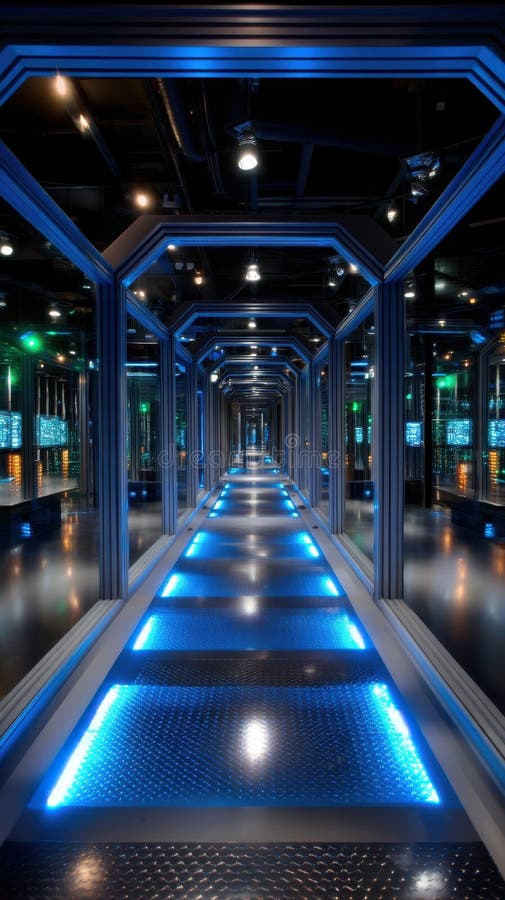 Sleek High Tech Corridor Neon Lights Futuristic Metal Design Stock Photos - Free & Royalty-Free ...