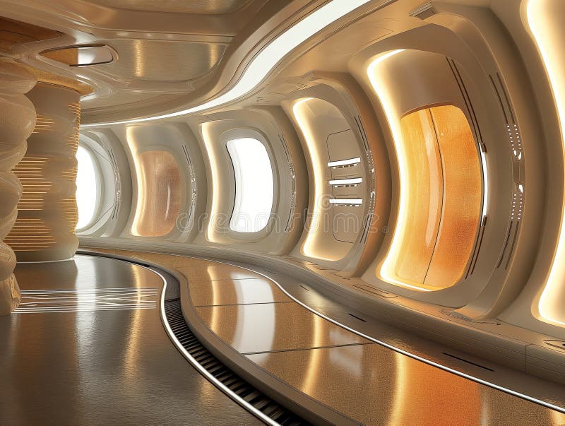 Futuristic Corridor with Glowing Red Digital Envelope Symbol, Dark Sci ...