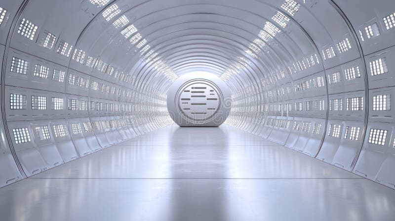 Futuristic Corridor Leading To Central Vault, Symbolizing Secure Data ...