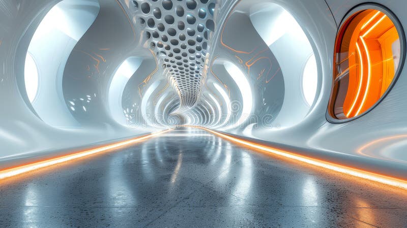 Futuristic Corridor with Modern Architecture and Sleek Design Elements ...