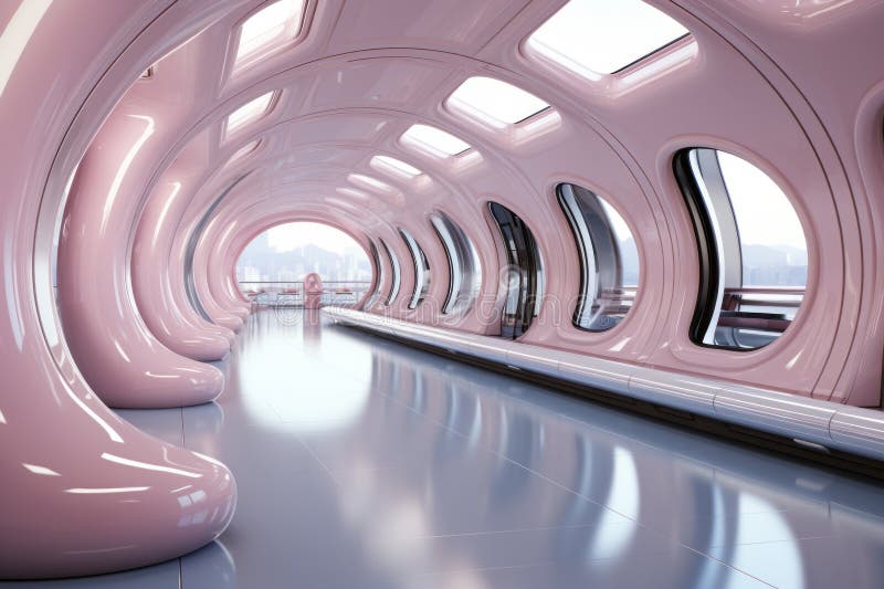 Futuristic Corridor in the Modern Building Stock Illustration ...
