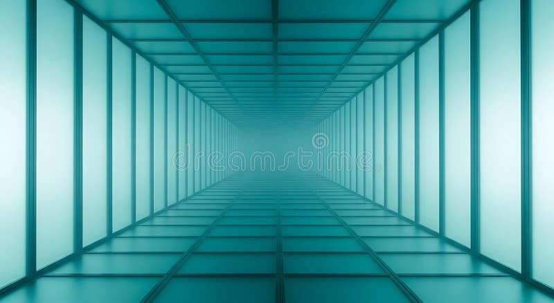 A Futuristic Corridor with Panels on the Walls and Ceiling is Shown ...