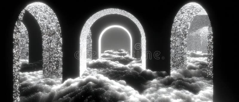 Sci-Fi Gradient Corridor Dissolving into Fog Stock Illustration ...