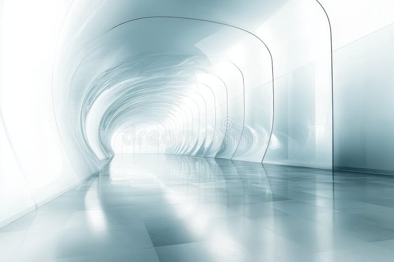 Futuristic Corridor Smooth Curves Reflective Surfaces Modern ...