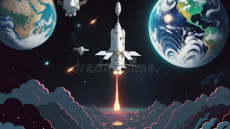 Futuristic Cosmic Animation with Rocket Launcher. AI Generated ...