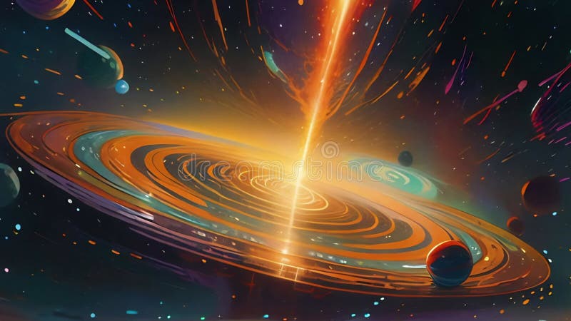 Futuristic Cosmic Animation with Rotating Galaxy in Bright Universe. AI ...