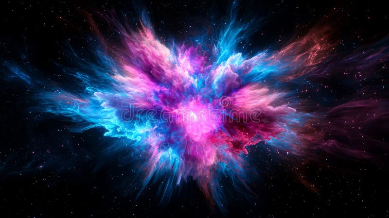 Futuristic Cosmic Explosion Neon Blue Magenta Plasma Clouds Deep Space ...