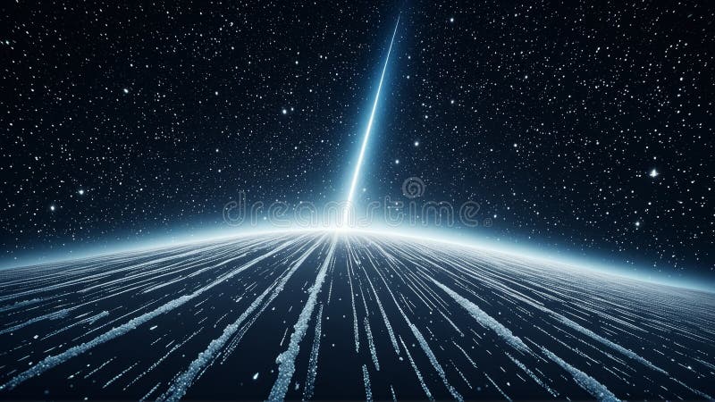 Futuristic Cosmic Landscape with Radiant Light Beyond the Horizon Stock ...