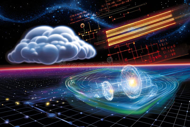 Futuristic Cosmic Technology Stock Illustration - Illustration of data ...