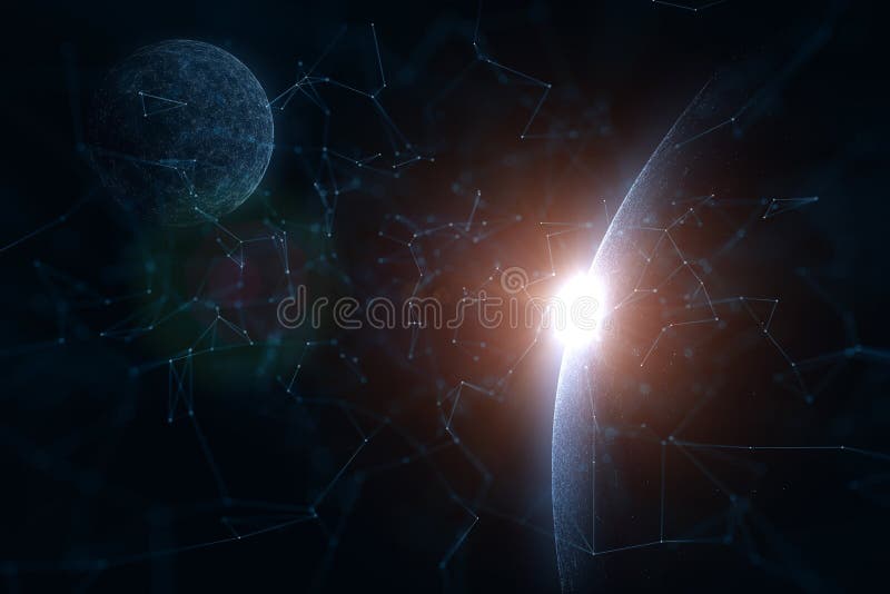 Futuristic Cosmos Network Connections Background Stock Illustration ...