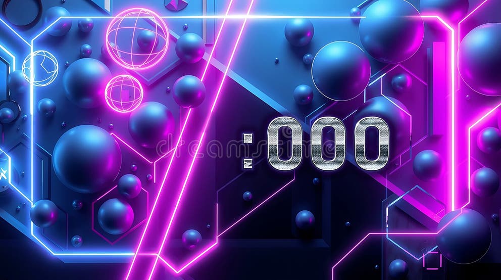 Futuristic Countdown Display with Neon Lights and Geometric Shapes ...