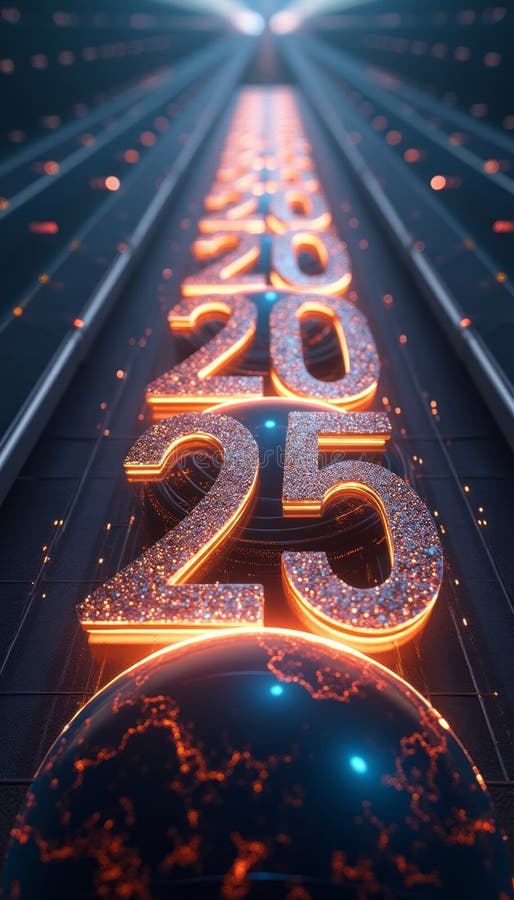 Futuristic Countdown To 2025 with Glowing Numbers and Cosmic Elements ...
