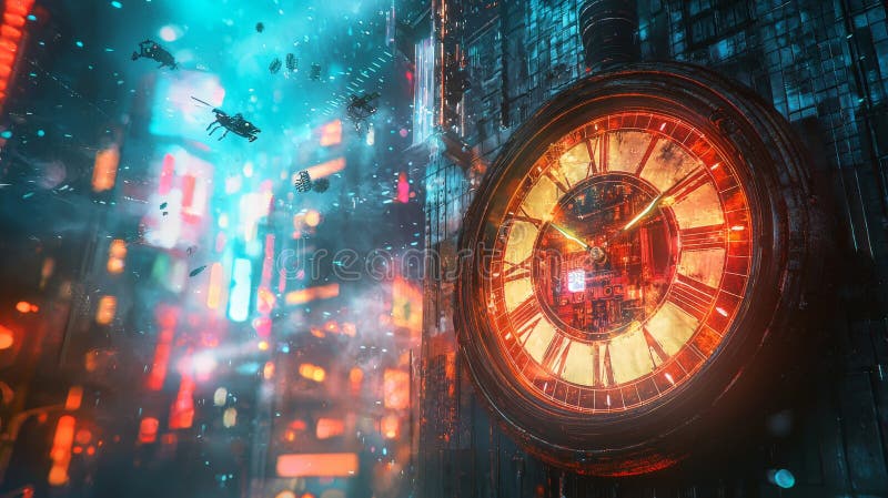 A Futuristic Countdown To 2025 with a High-tech Clock and Neon ...