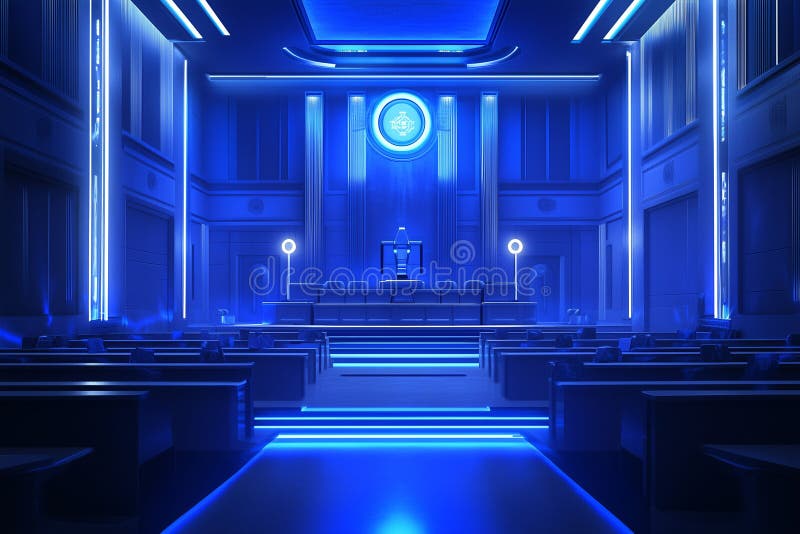 Futuristic Courtroom Setting Featuring Artificial Intelligence As Judge ...