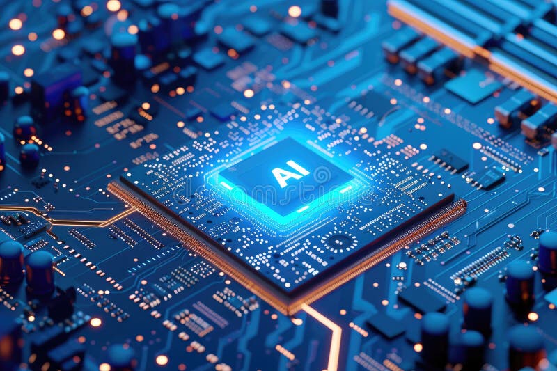 Futuristic CPU with AI Technology. Stock Illustration - Illustration of ...