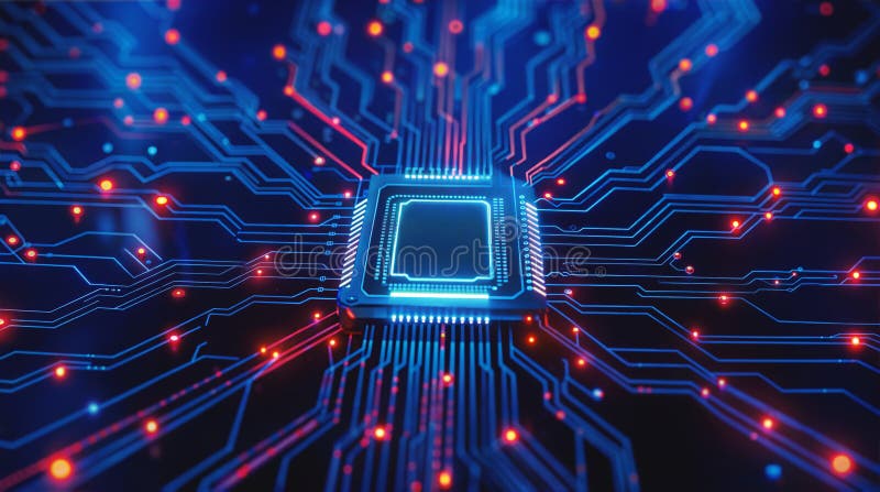 Futuristic CPU Chip Design Featuring Detailed Circuitry Visualization ...