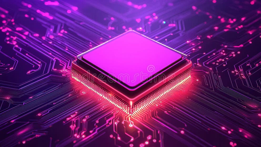 Futuristic CPU on a Circuit Board. Concept of AI, Quantum Computing, and Technology Development ...