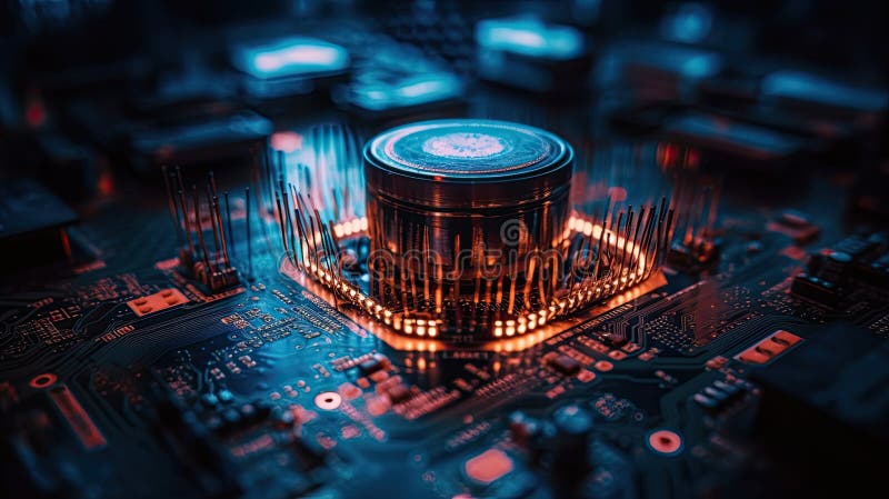 Futuristic CPU with Intricate Circuitry Patterns and Glowing Lights ...