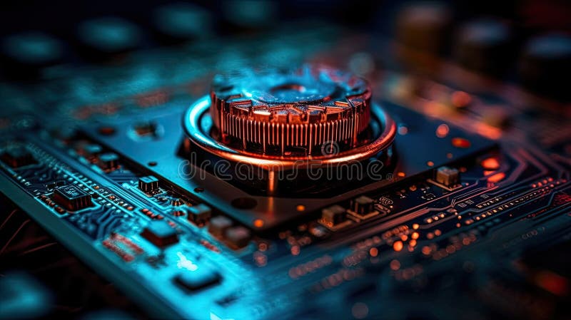 Futuristic CPU with Intricate Circuitry Patterns and Glowing Lights ...