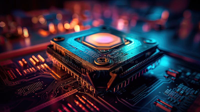Futuristic CPU with Intricate Circuitry Patterns and Glowing Lights ...