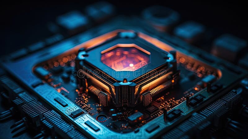 Futuristic CPU with Intricate Circuitry Patterns and Glowing Lights ...