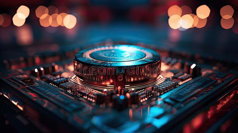 Futuristic CPU with Intricate Circuitry Patterns and Glowing Lights ...