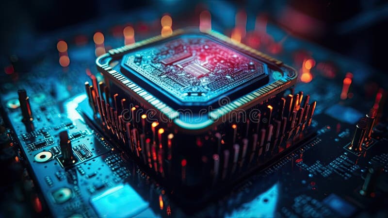 Futuristic CPU with Intricate Circuitry Patterns and Glowing Lights ...