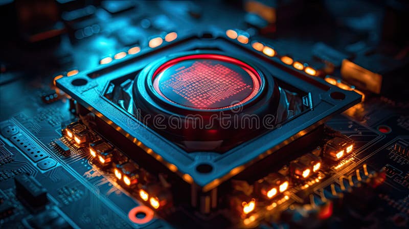 Futuristic CPU with Intricate Circuitry Patterns and Glowing Lights ...