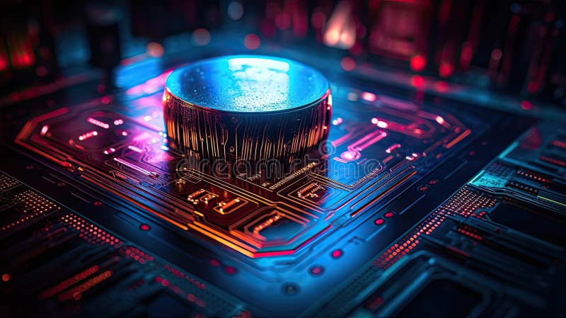 Futuristic CPU with Intricate Circuitry Patterns and Glowing Lights ...