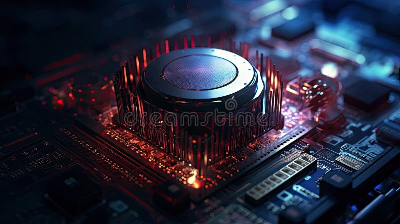 Futuristic CPU with Intricate Circuitry Patterns and Glowing Lights ...
