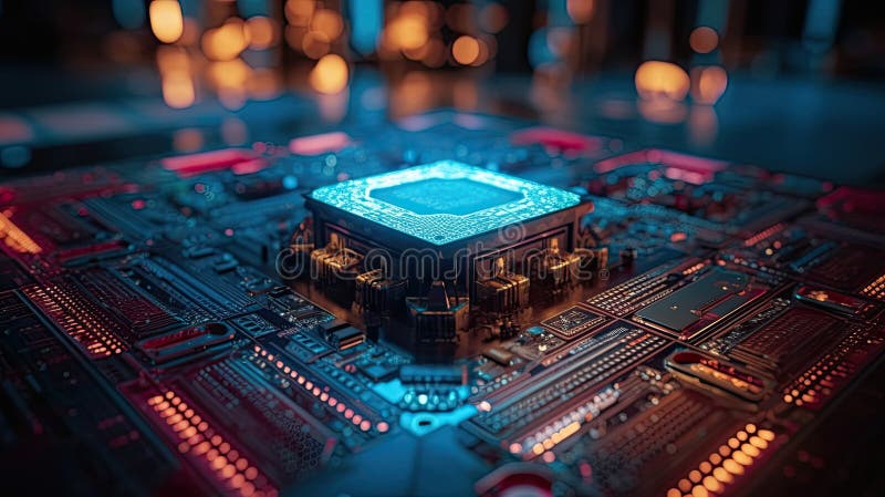 Futuristic CPU with Intricate Circuitry Patterns and Glowing Lights ...