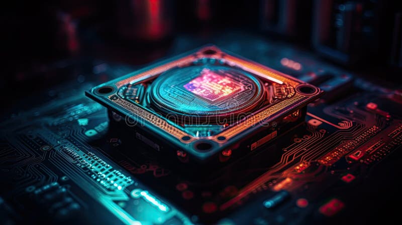Futuristic CPU with Intricate Circuitry Patterns and Glowing Lights ...