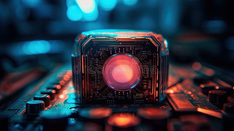 Futuristic CPU with Intricate Circuitry Patterns and Glowing Lights ...
