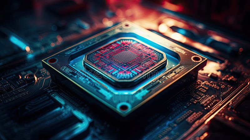 Futuristic CPU with Intricate Circuitry Patterns and Glowing Lights ...
