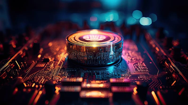 Futuristic CPU with Intricate Circuitry Patterns and Glowing Lights ...