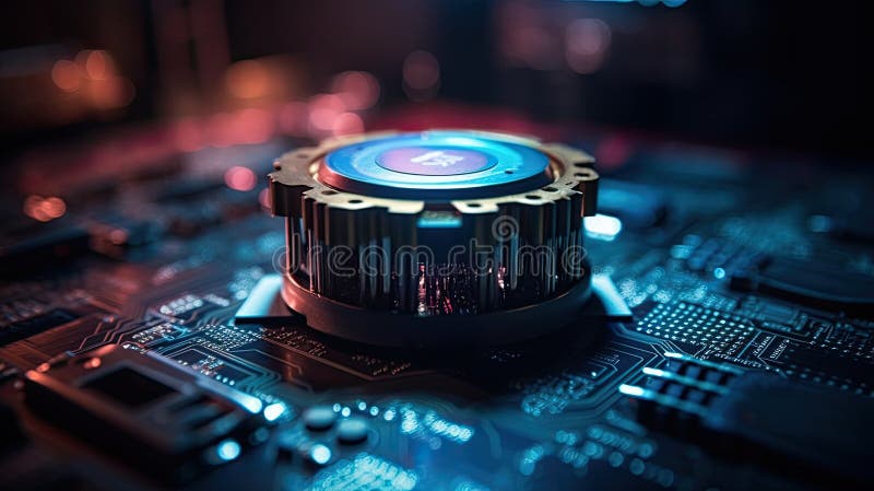 Futuristic CPU with Intricate Circuitry Patterns and Glowing Lights ...