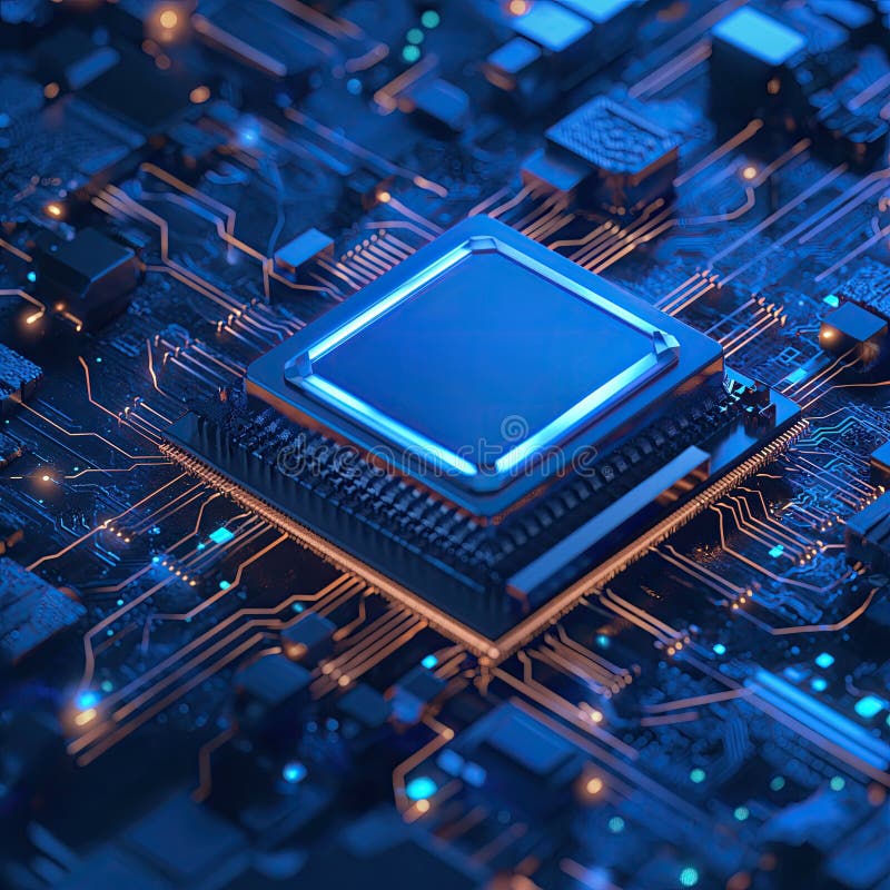 Futuristic CPU with Luminous Lines Stock Image - Image of electronics ...