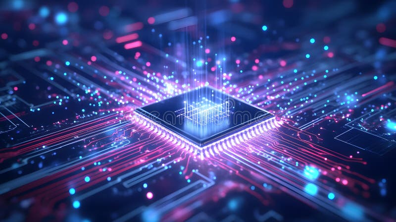 Futuristic CPU Processing Digital Background Stock Illustration ...